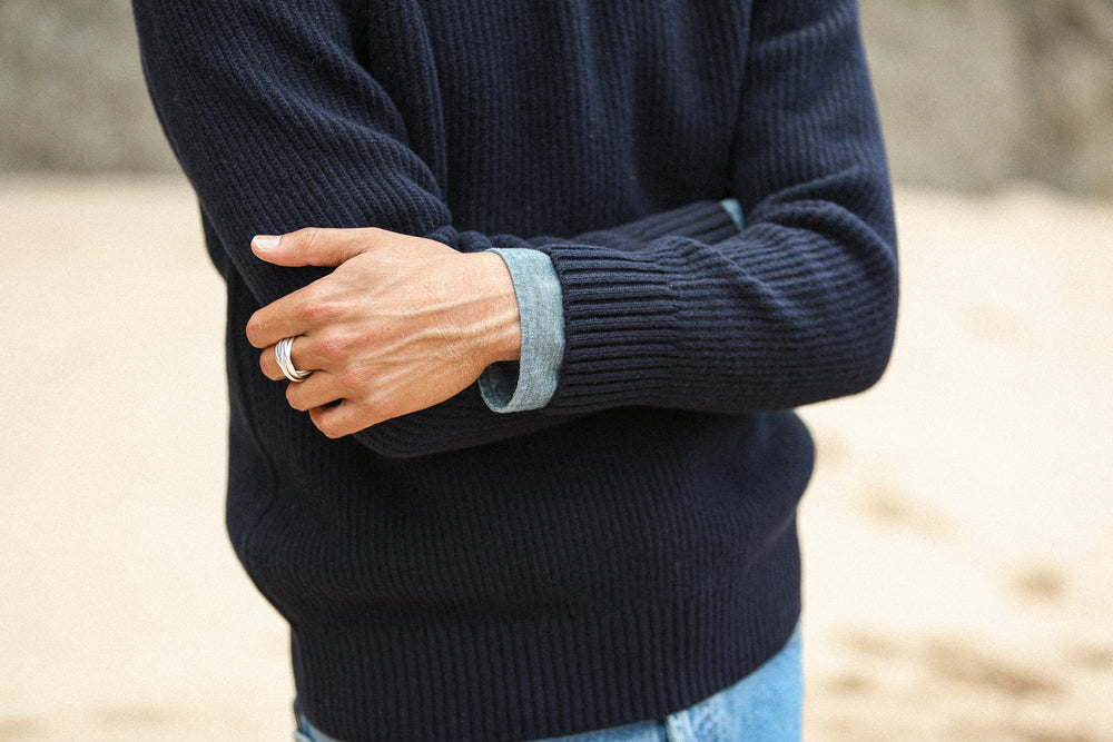 Restock - Pull Militaire Lambswool Navy – Drapeau Noir