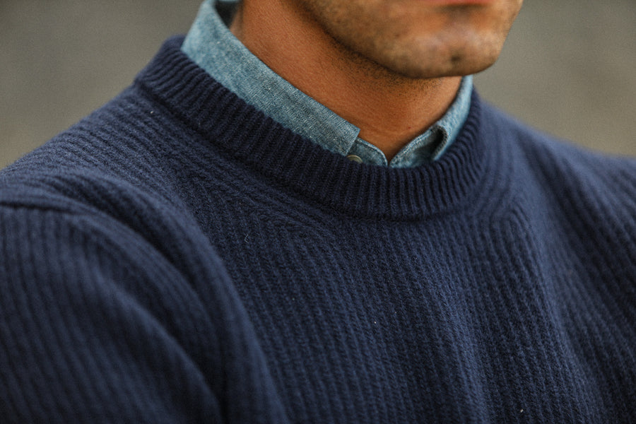 Restock - Pull Militaire Lambswool Navy – Drapeau Noir